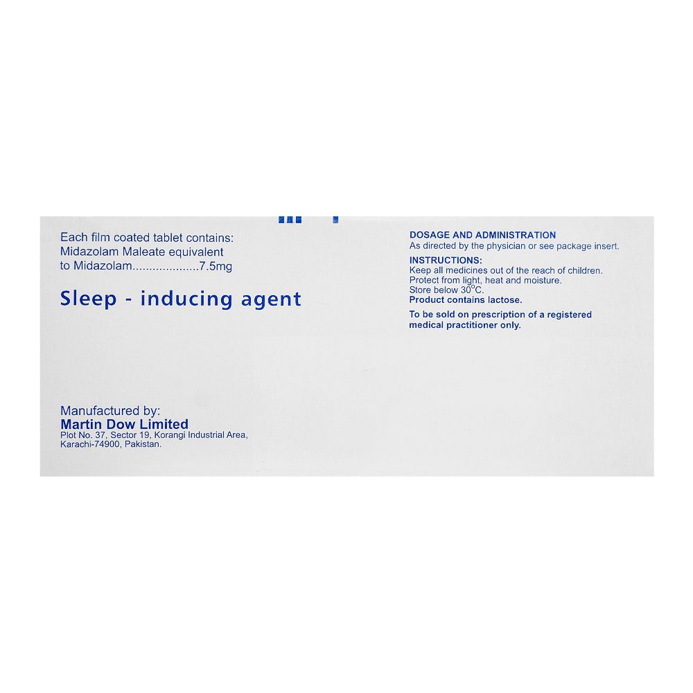 Buy Martin Dow Dormicum Tablets, 7.5mg Online in Pakistan – Shopaholic.pk