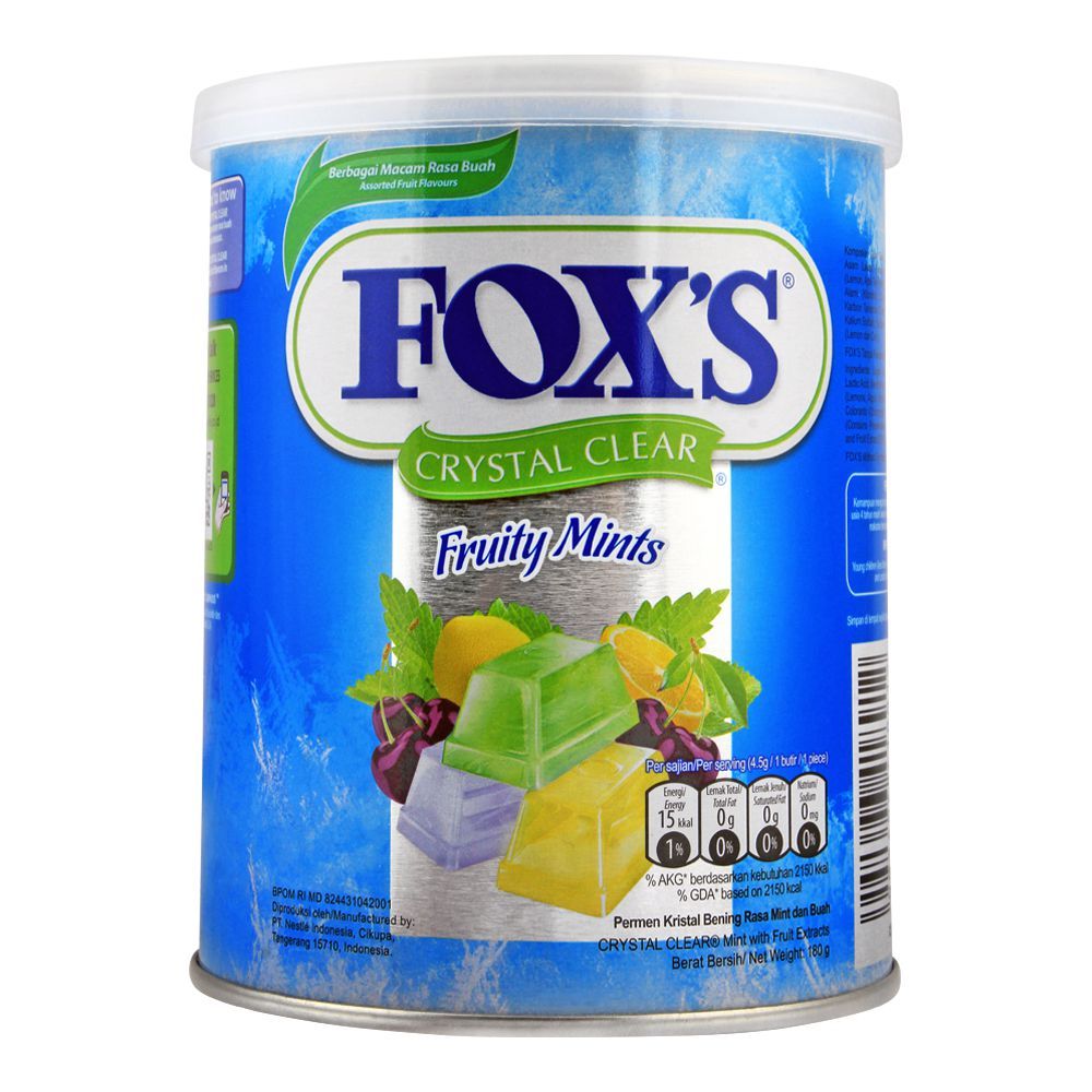 Fox's Crystal Clear Fruity Mints Flavored Candy, Tin, 180g – Shopaholic.pk