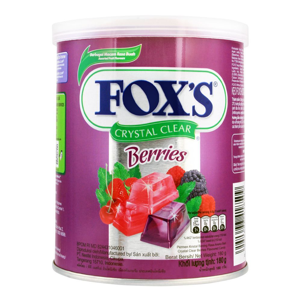 Buy Fox's Crystal Clear Berries Flavored Candy, Tin, 180g – Shopaholic.pk