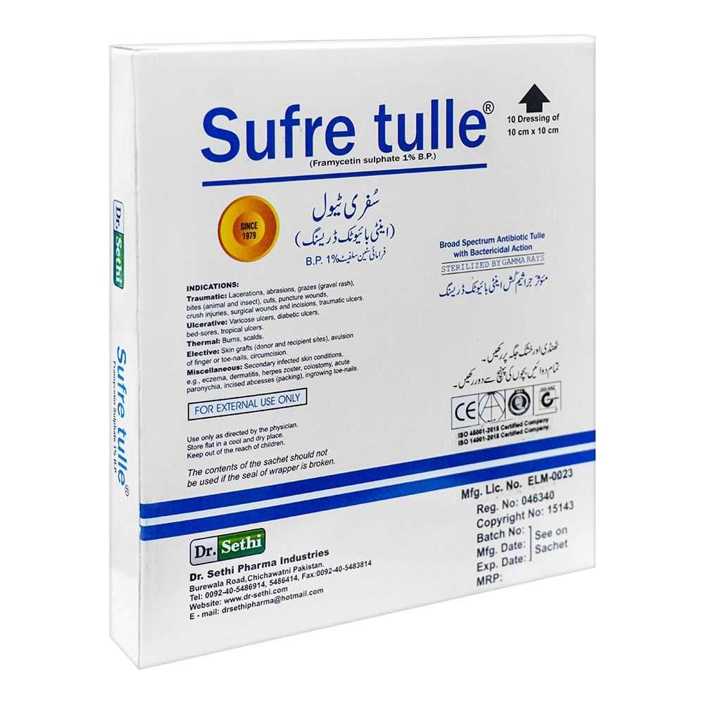 Buy Dr. Sethi Pharma Sufre Tulle Dressing, 10 x 10cm – Shopaholic.pk