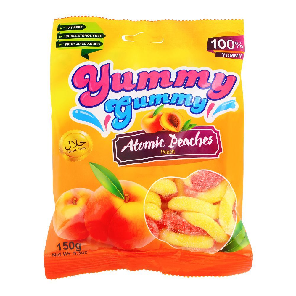 Buy Yummy Gummy Jelly Atomic Peaches, Gluten Free, 150g – Shopaholic.pk