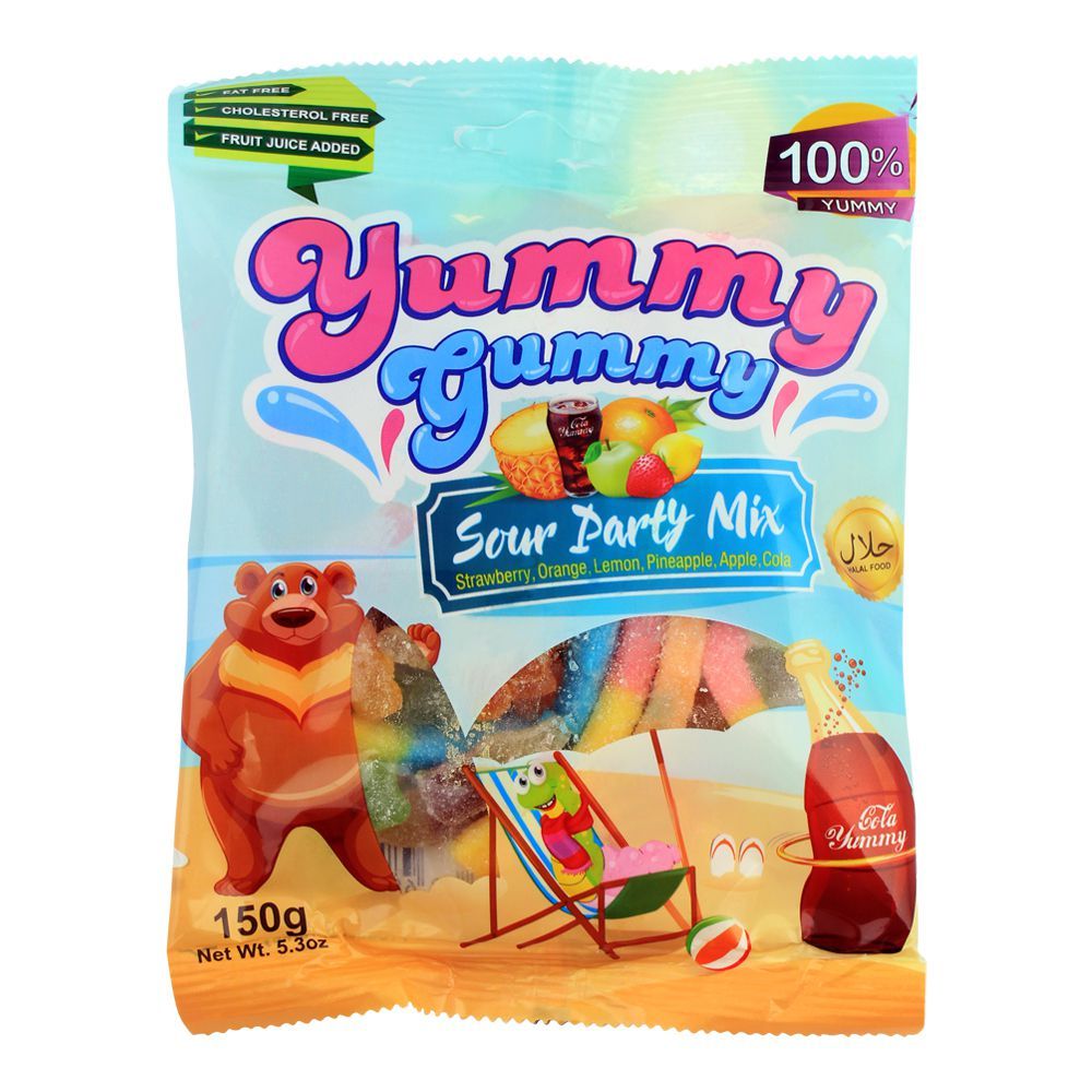 Buy Yummy Gummy Jelly Sour Party Mix, Gluten Free, 150g – Shopaholic.pk