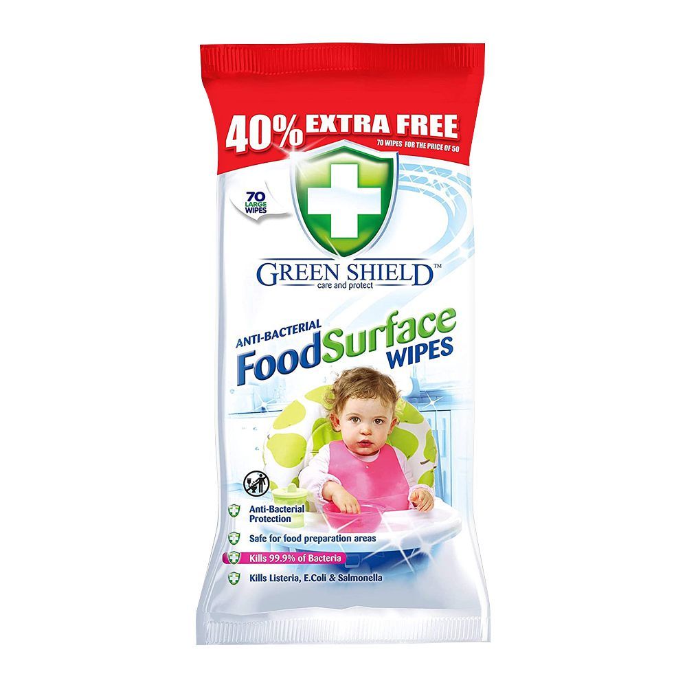 Buy Green Shield Anti-Bacterial Food Surface Wipes, 70-Pack – Shopaholic.pk