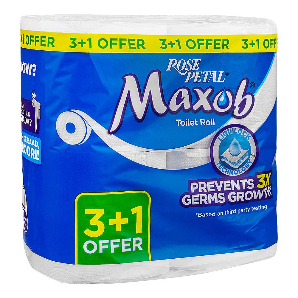 Buy Rose Petal Maxob Toilet Roll Tissue, 3+1 Offer Pack – Shopaholic.pk