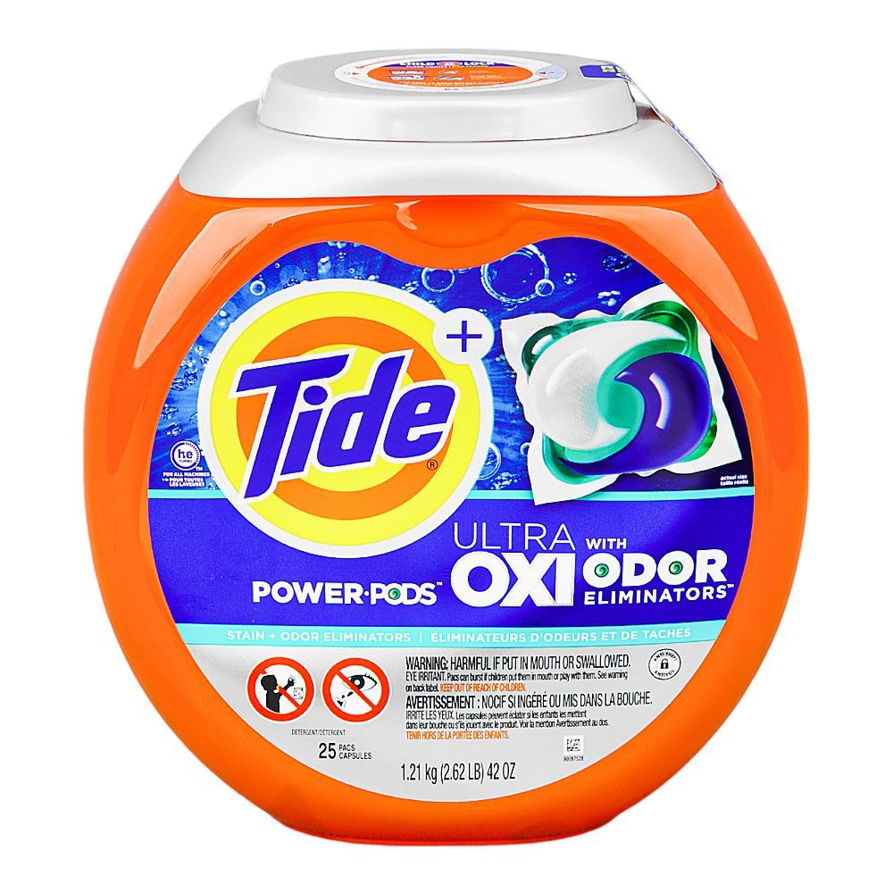 Buy Tide Ultra Oxi Laundry Detergent Powder Pods, 25-Pcs – Shopaholic.pk