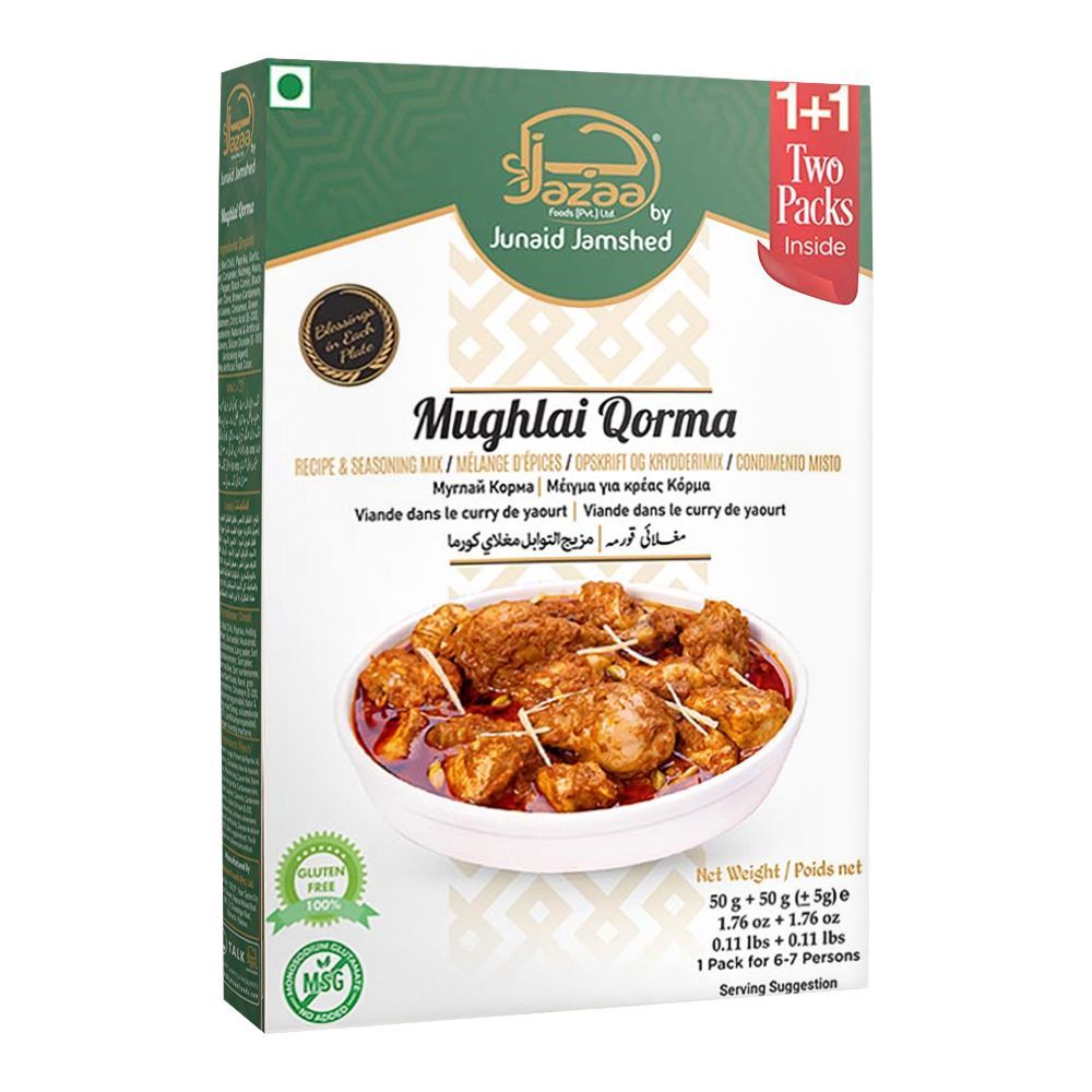 Buy Jazaa Mughlai Qorma Masala, 1+1 Two Packs Inside, 120g – Shopaholic.pk