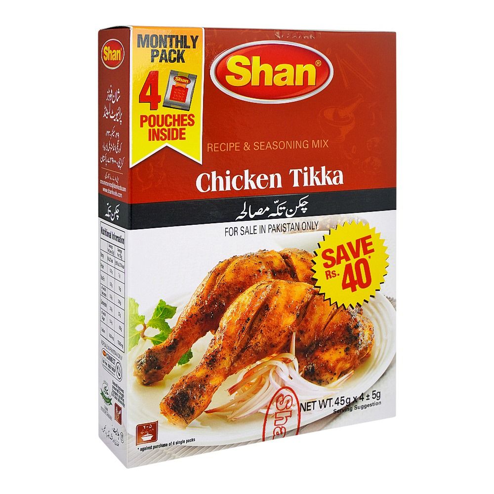 Buy Shan Chicken Tikka Recipe Masala, 4 Packs in Pakistan – Shopaholic.pk
