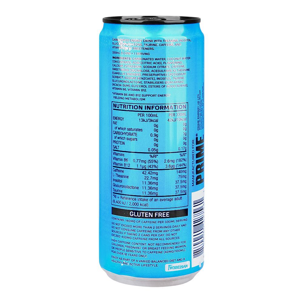 Buy Prime Blue Raspberry Energy Drink, 330ml Can in Karachi – Shopaholic.pk