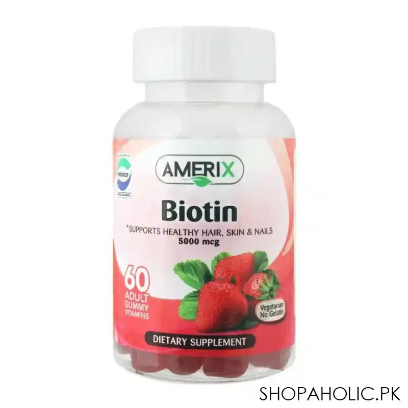 Buy Amerix Biotin, 5000mcg, 60 Adult Gummy Vitamins – Shopaholic.pk