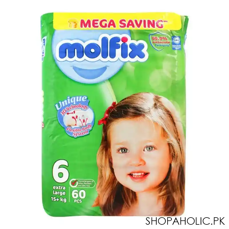 Molfix Diaper No. 6, Extra Large, Mega Pack, 15+ KG, 60-Pack ...