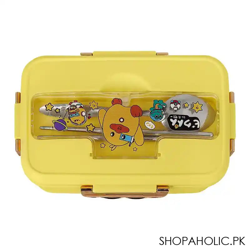 Buy Plastic Yellow Lunch Box 3 Compartments & Cutlery Online ...