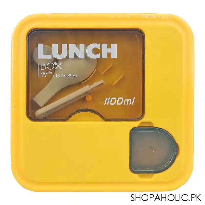 Buy Plastic Yellow Lunch Box With Cutlery 1100ml in Pakistan ...