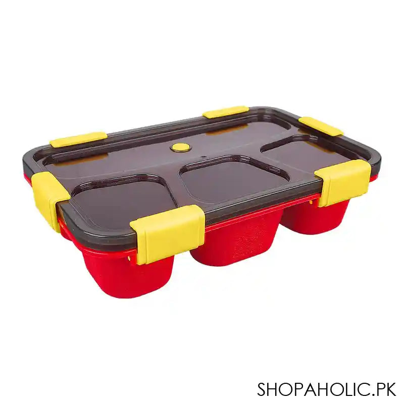 Buy Plastic Red Lunch Box With Cutlery 4-Compartments Online ...