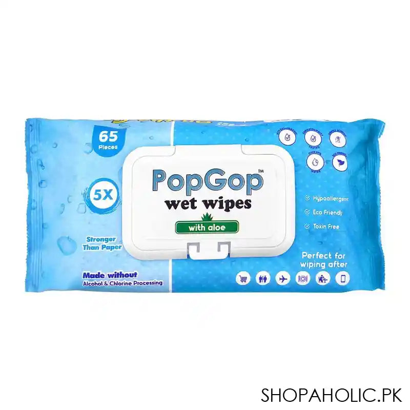 Buy Pop Gop Aloe Baby Wet Wipes 65's Online in Pakistan – Shopaholic.pk