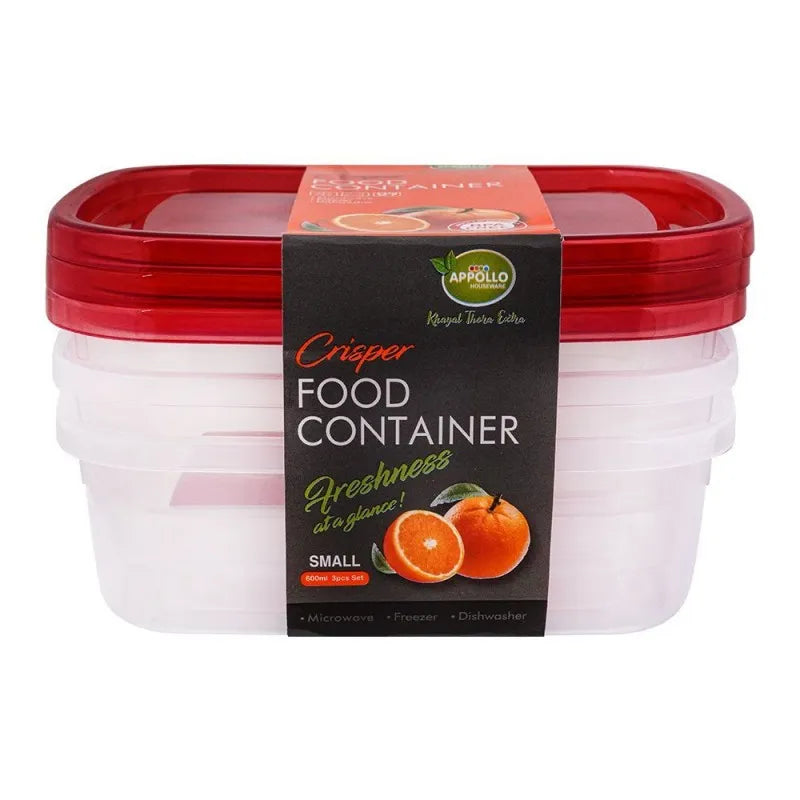 Buy Appollo Crisper Food Container, 3-Pack Set, Small, Red