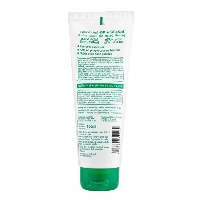 Buy Boro Plus Zero Oil Zero Pimple Neem Face Wash