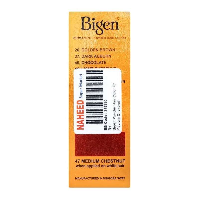Buy Bigen Permanent Powder Hair Color, 47 Medium Chestnut