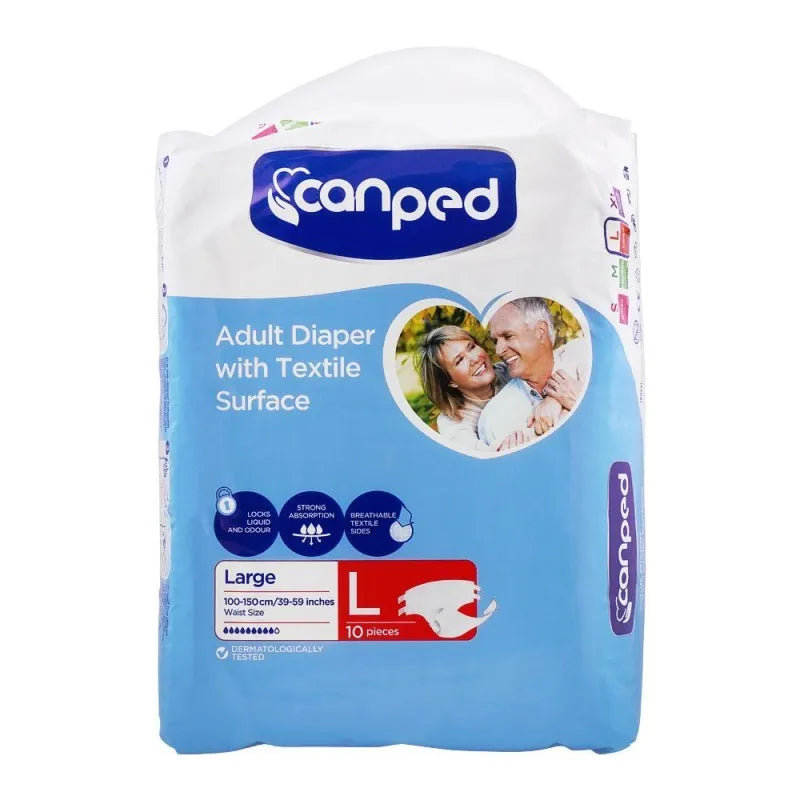 Canped Adult Diapers, With Textile Surface, Large, 39-59 In