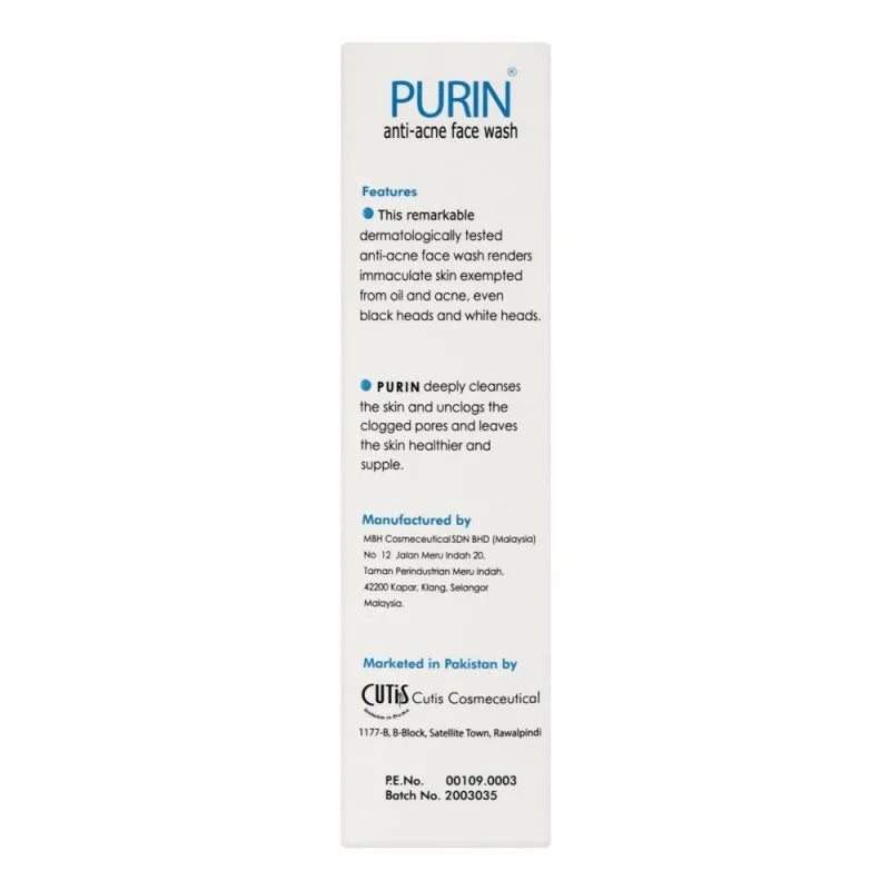 Buy Purin Anti-Acne Face Wash 75g - Shopaholic.pk