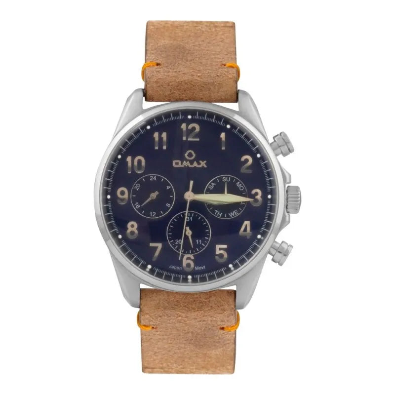 Omax Men's Chrome Round Dial, Chronograph Watch, VC04P25I-BL